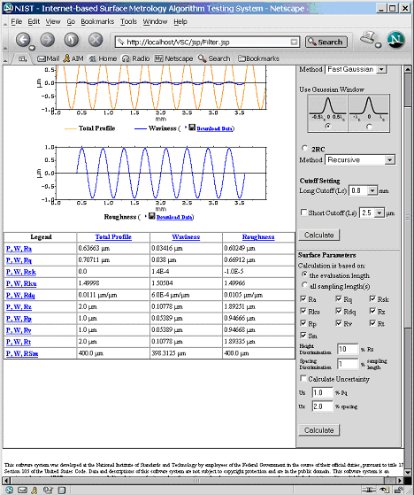 Filter & Surface Parameters